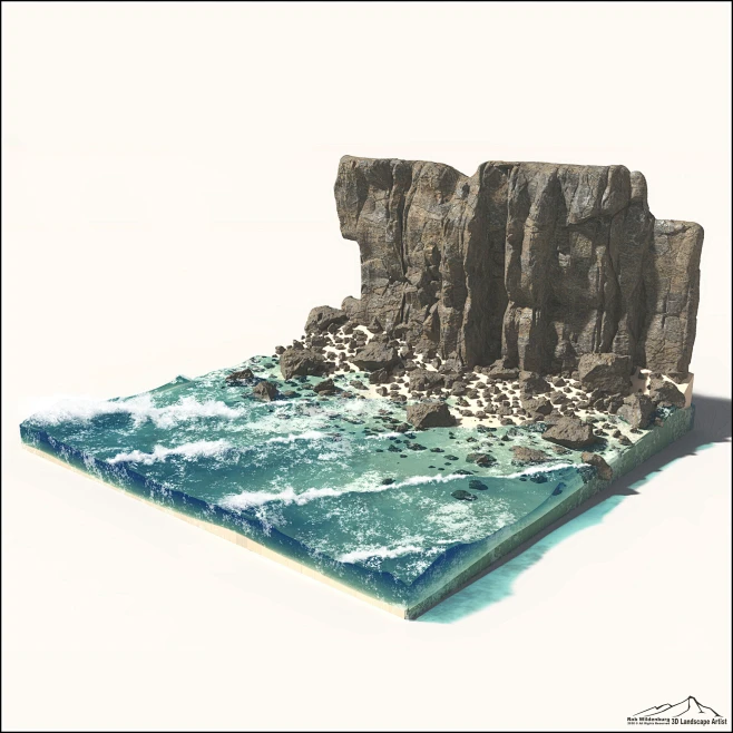 Still having fun with ZBrush! Both cliff and sea sculpted with Zbrush ...