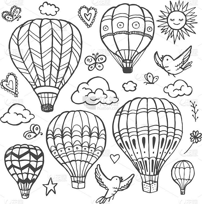 一组热气球涂鸦