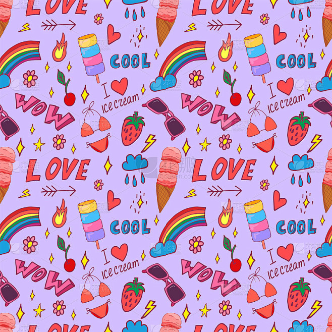 Summer pop art seamless pattern