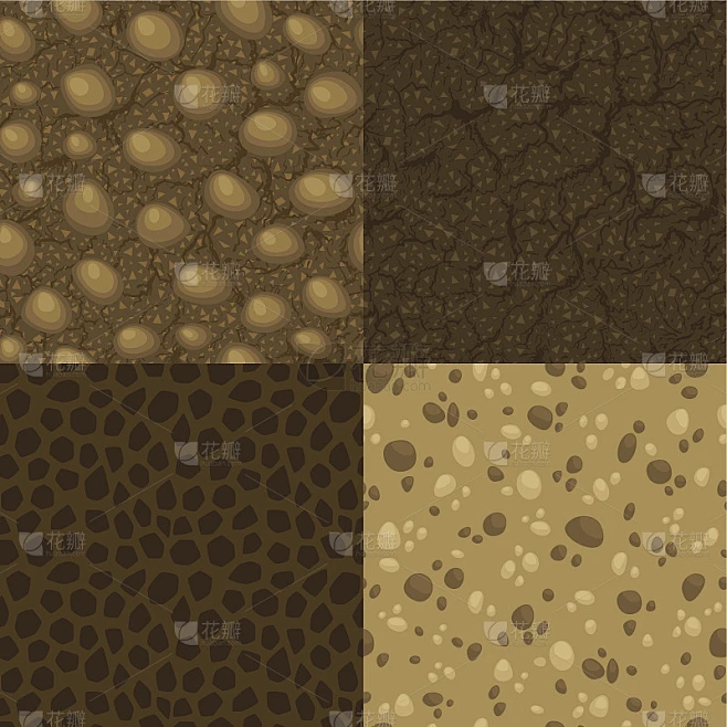 四个矢量无缝模式的地面里面素材-花瓣网