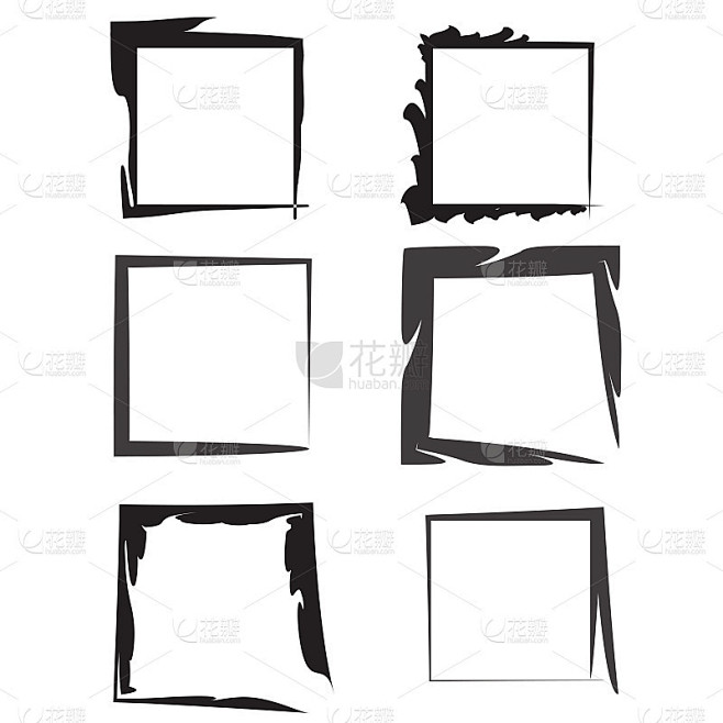 six square borders vector set with multiple shapes