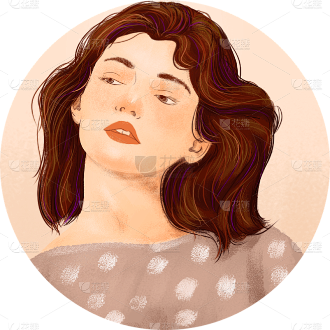 手绘风人物插画 女生头像 5521