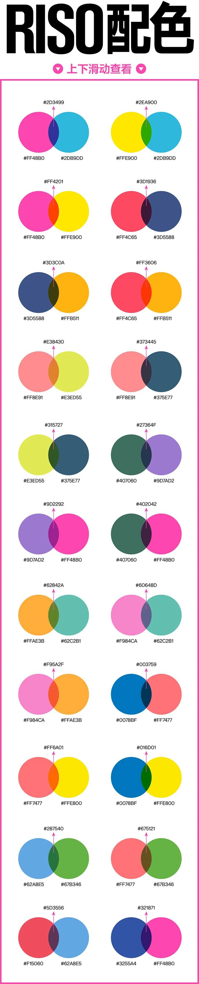 Riso配色（颜色荧光，显眼，鲜明而又富有活力）