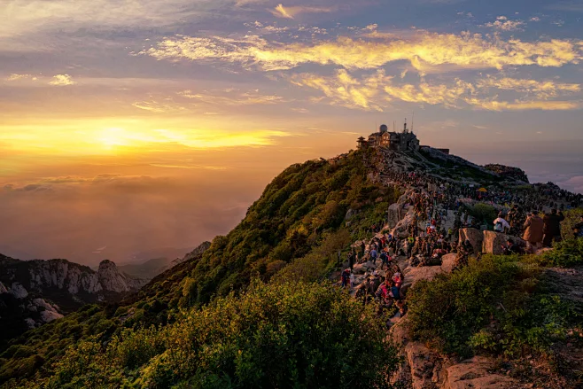 泰山观日出摄影照片-花瓣网