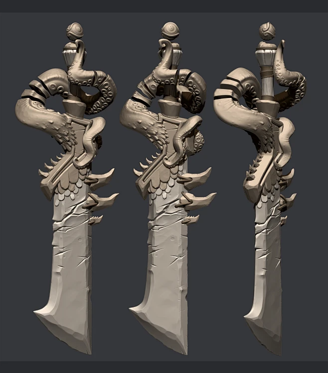 Blade of the Bound Shoal-Seeker - Sculpt, JOHNNY M : WIP-花瓣网