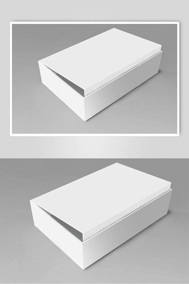 打开简约白色方形抽拉翻盖盒子样机-众图网