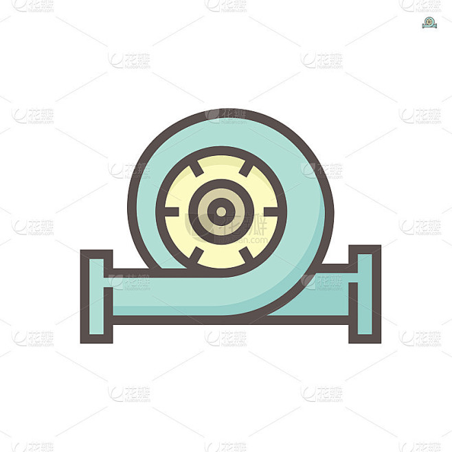 水泵或离心泵矢量图标。