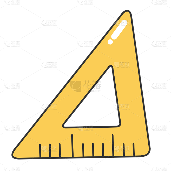 卡通风学习用品贴纸-SVG-三角尺