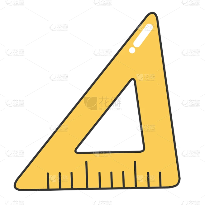 卡通风学习用品贴纸-SVG-三角尺素材-花瓣网