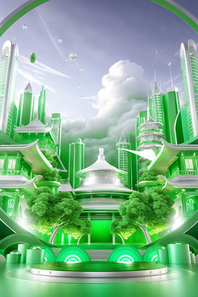 @山卡拉叔叔 电商展台海报C4D设计-花瓣网