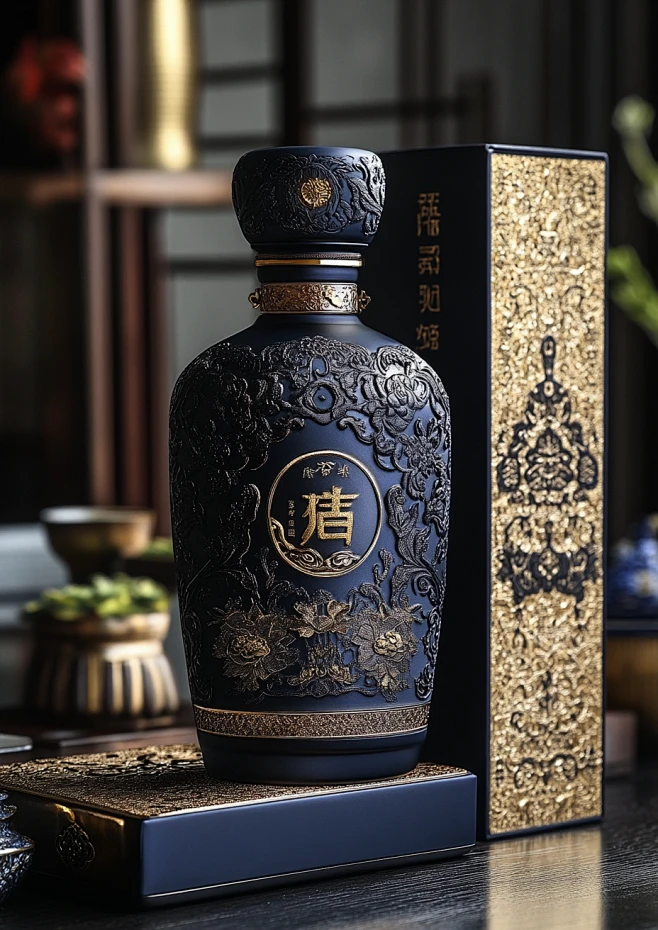 lilsheezikx4519_A_bottle_of_Chinese_liquor_is_placed_on_the_fro ...