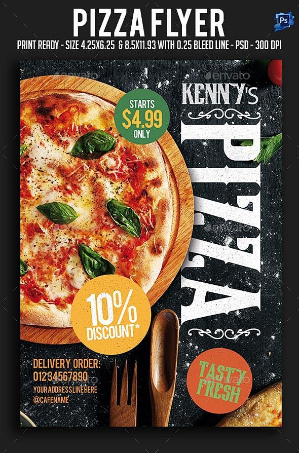 Pizza Flyer — Photoshop PSD drinks restaurant flyer
