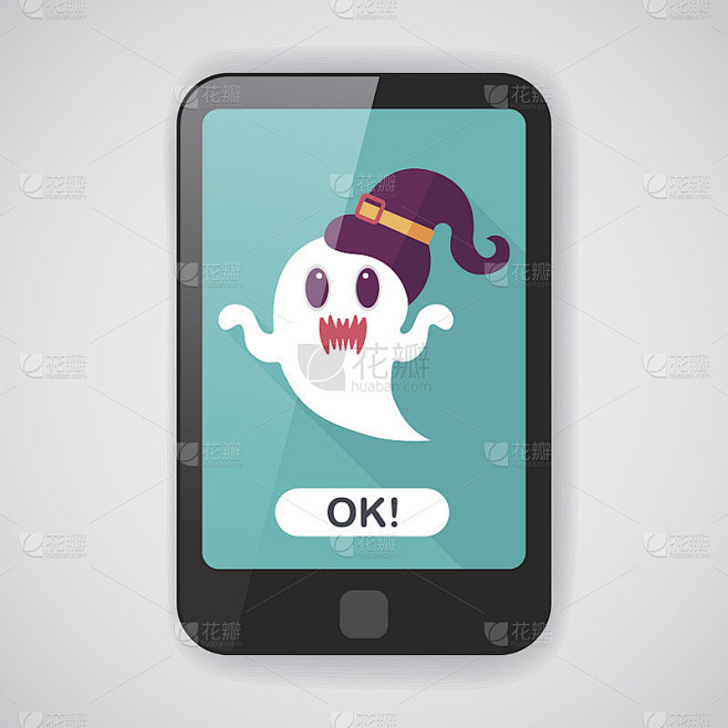 Ghost flat icon with long shadow,eps10