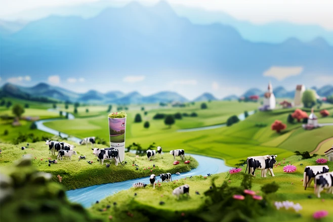 haha0816_Rolling_hills_a_huge_milkshake_in_the_center_of_the_pi ...