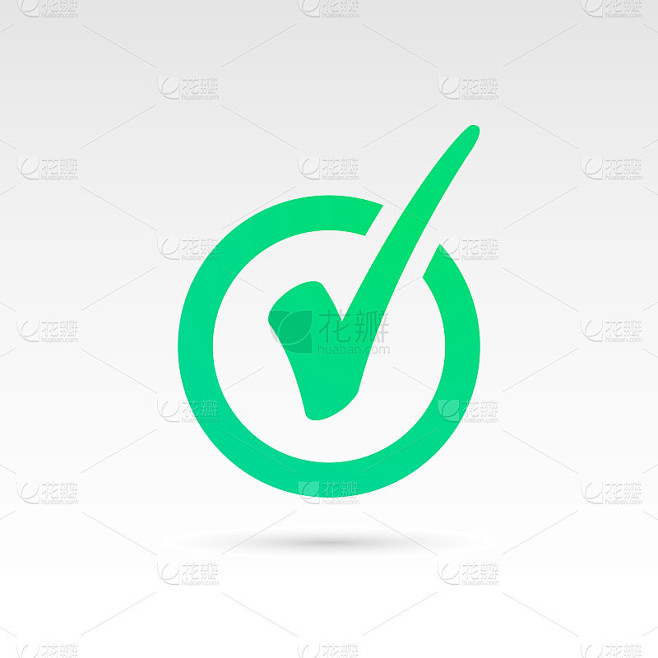 Green Check Mark Icon in Circle. Tick Symbol