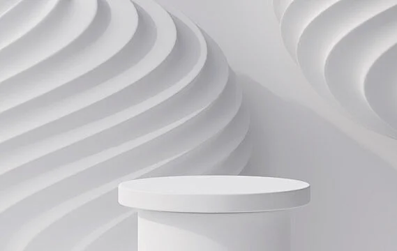 3d静物台 图源免费大图 极简白色圆形几何基座讲台背景，产品展示 3d 渲染 花瓣网