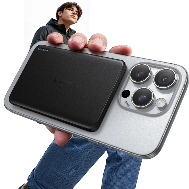 Amazon.com: LISEN 0.3‘’ Ultra Slim MagSafe Portable Charger iPhone ...