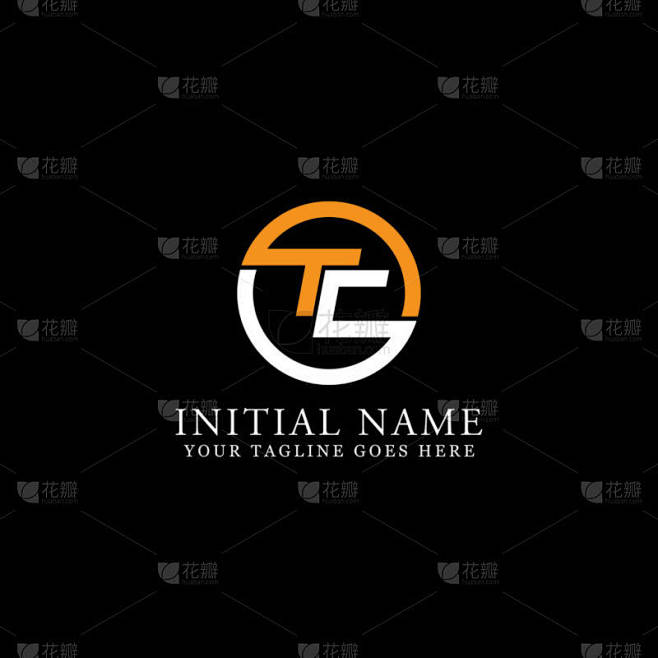 Tc字母标识设计，T和C带有圆圈标识模板