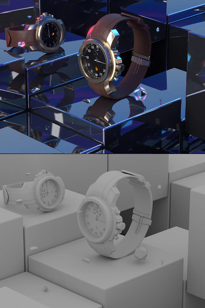 手表耳机场景CR渲染C4D模型-花瓣网