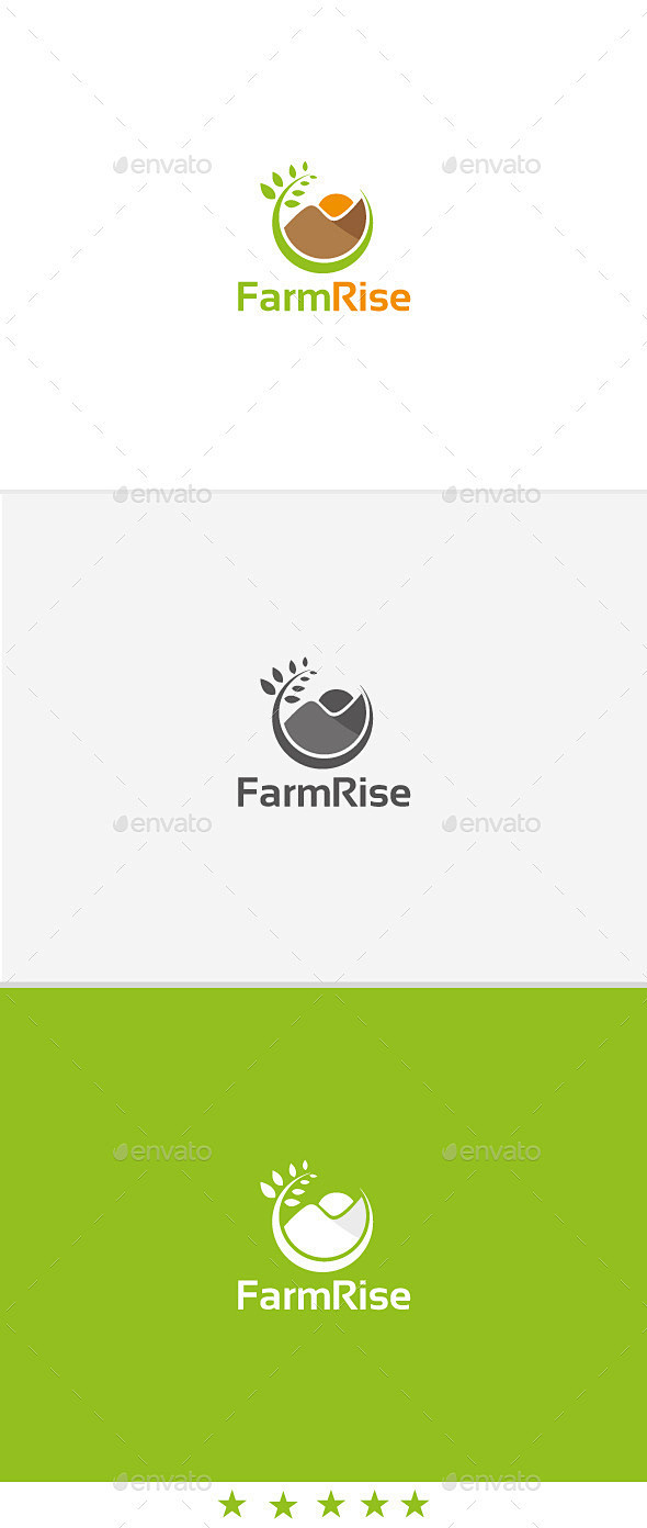 农场上升——自然标志模板Farm Rise - Nature Logo Templates抽象,农场,图标,字母,标志,上升,种子,种子,标志 ...