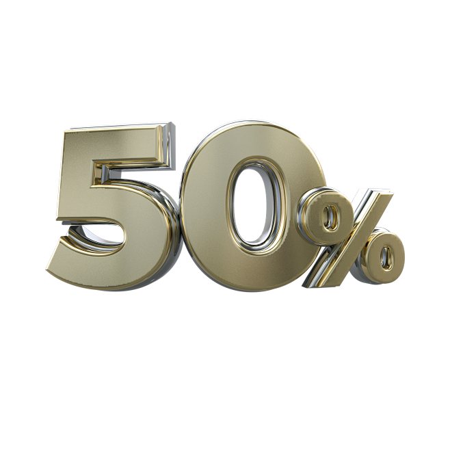 Gold_50_percent_3d_rendering_isolated_transparent_background