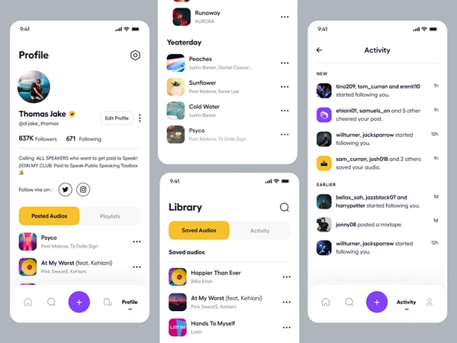 App UI app ui clean design ios app mobile app music app music ...