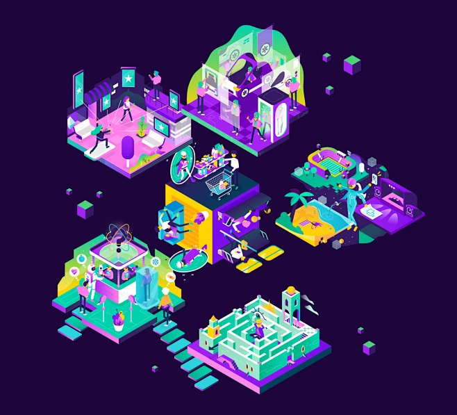 GumGum : New York agency Digiday approached us to create several isometric designs for GumGum ...