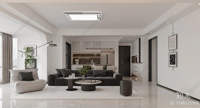 现代黑白灰客餐厅3D模型下载【ID:1188323318】-花瓣网