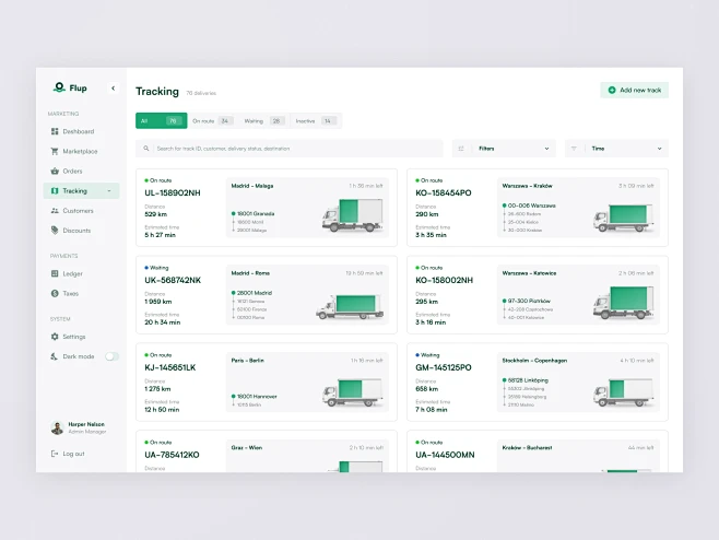 Flup - Dribbble 上 Phenomenon Studio 的家具订购网络服务管理面板-花瓣网