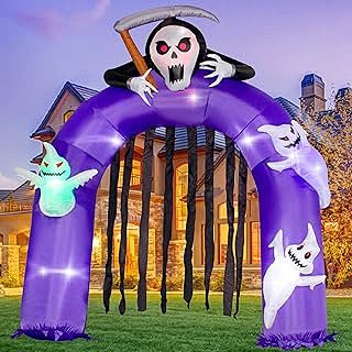 VENLOIS 8FT Halloween Inflatables Giant Grim Reaper Arch with Three ...