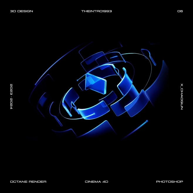 3D c4d octane photoshop Technology Scifi blue poster banner рендер-花瓣网