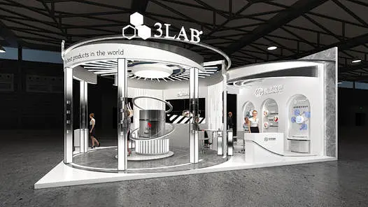 时尚科技3LAB美妆护肤实验室主题展览展示展台效果图-花瓣网
