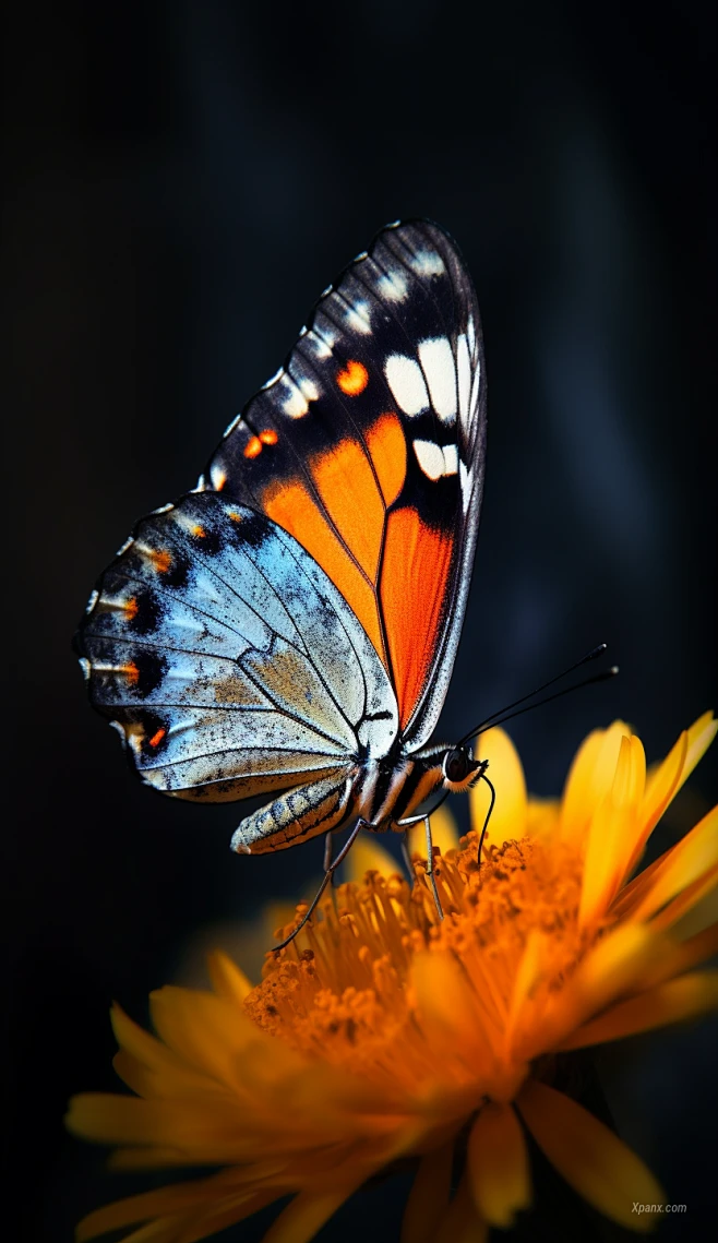 AI绘画_Prompts_Rickm_an_image_of_a_butterfly_sitting_on_an_orange_flower ...