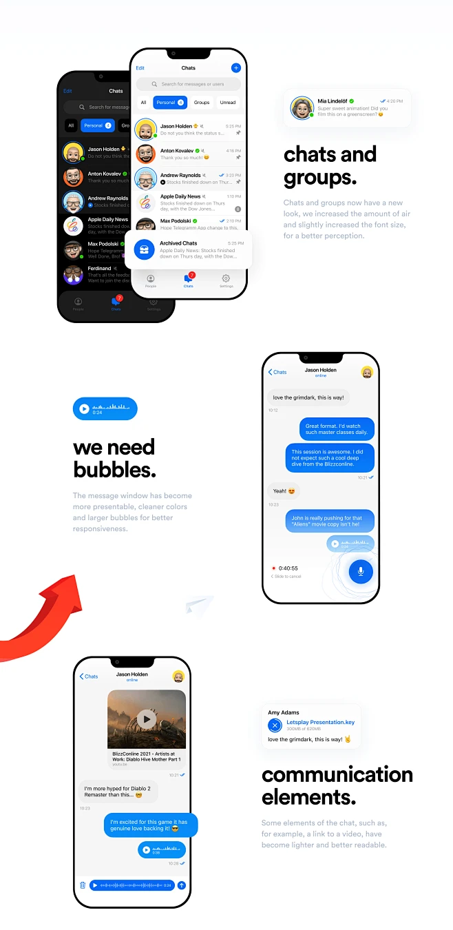 Telegram Messenger - Redesign : Redesigned messenger interface, design ...