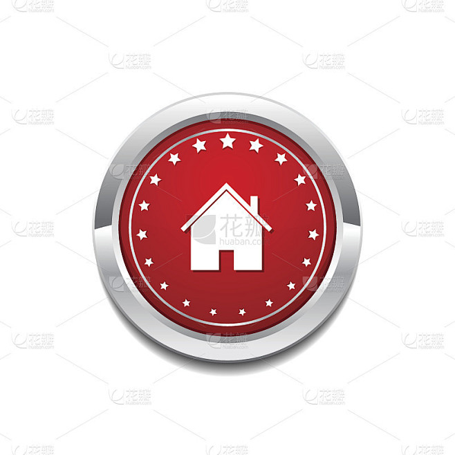 Home圆形红色矢量网页按钮图标