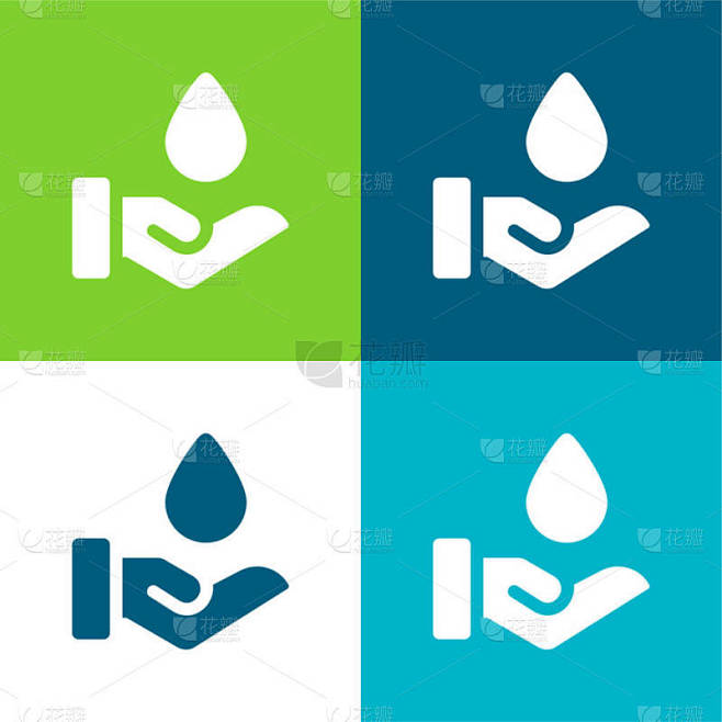 Blood Drop Flat four color minimal icon set
