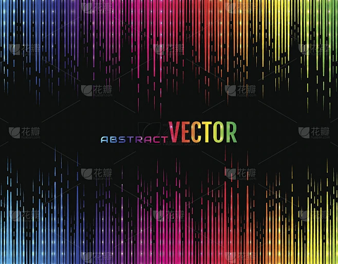 抽象的背景。节日喜剧dash速度线梯度彩虹色的黑色背景素材-花瓣网
