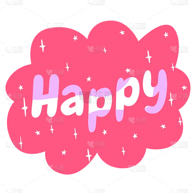 Retro Colorful Text Sticker素材-花瓣网