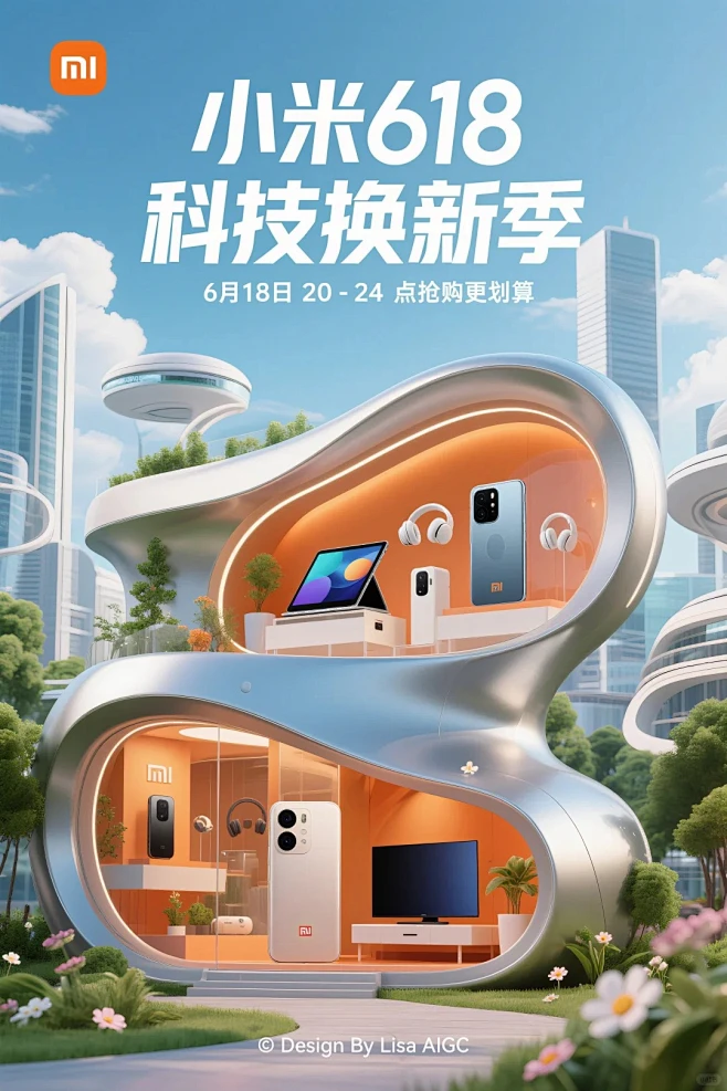 即梦AI直出小米618未来科技活动海报！_2_Lisa AIGC_来自小红书网页版-花瓣网
