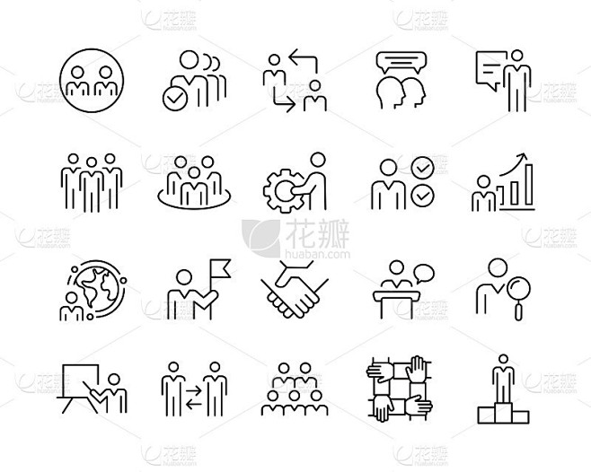 商务人员图标-矢量线图标