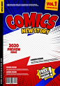 Comic book cover magazine front page layout