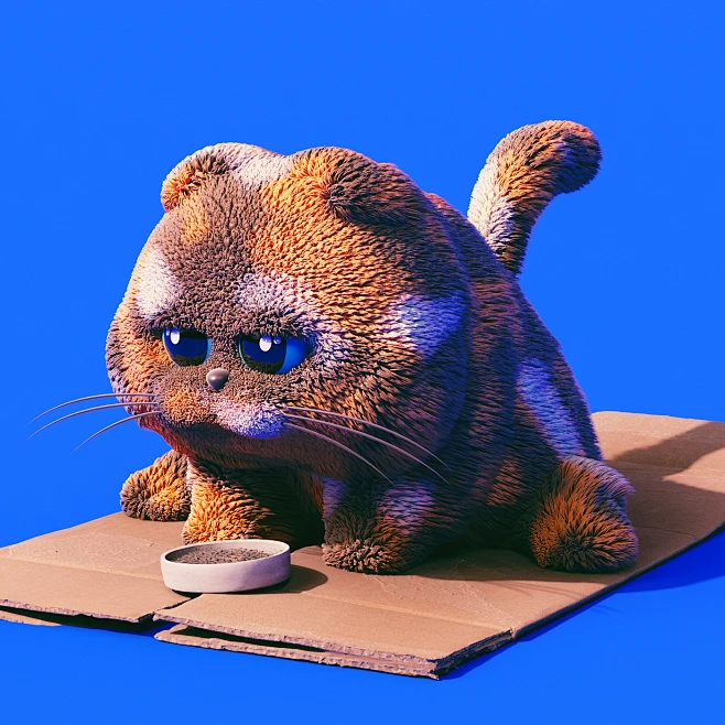 3D animals c4d Cat characters cinema4d cute ILLUSTRATION photoshop ...