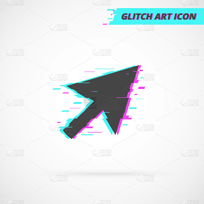 Cursor Vector Icon in Glitch Art Style