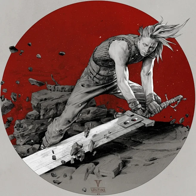 Geirrod Van Dyke：Day30 最终幻想7-克劳德 “Inktober”活动作品-在2019年10月参加活动期间，他以每天一幅的 ...