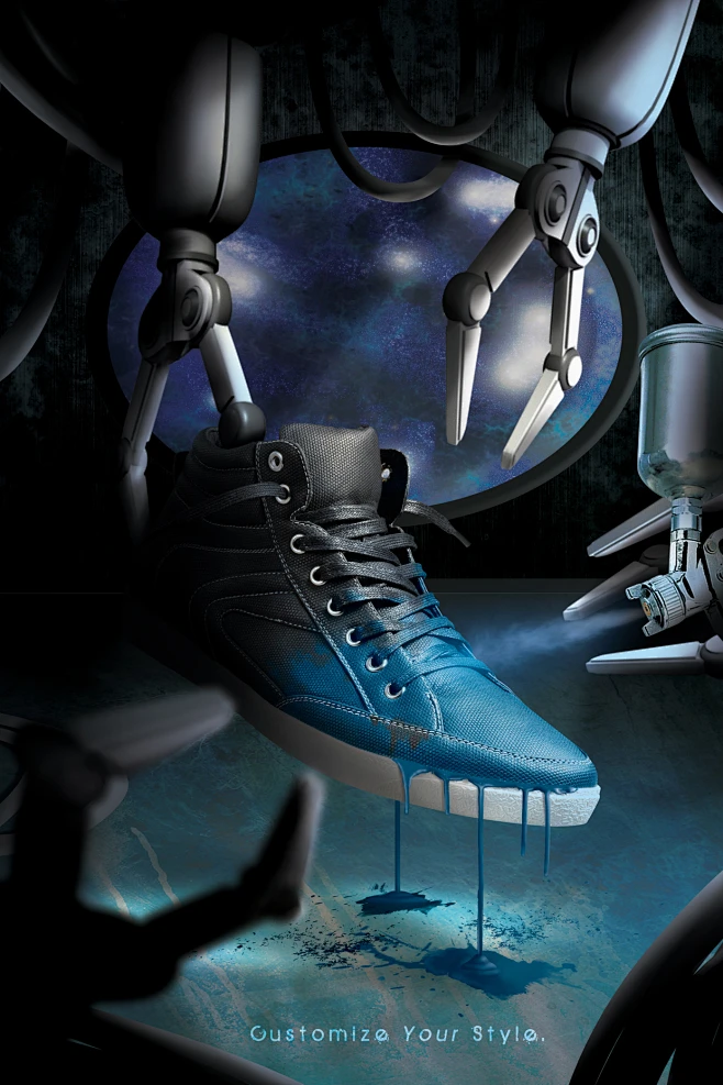 Alien Sci-Fi Shoe Poster : Personal piece with an unique idea.图片_创意图片素材-花瓣网