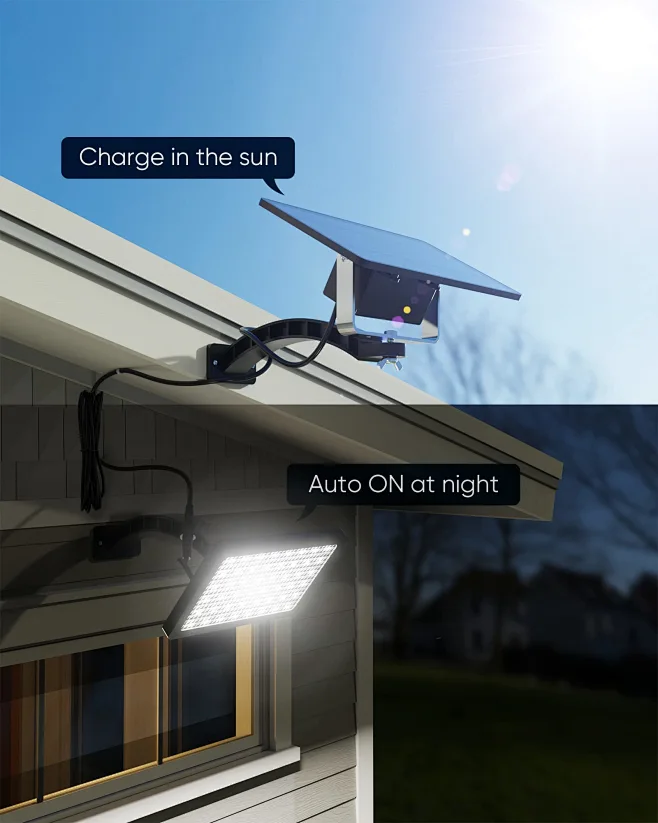 1000 Lumens 48 LED Solar Lights Outdoor Bright JACKYLED Solar Dusk to Dawn Light with 5500mAh ...