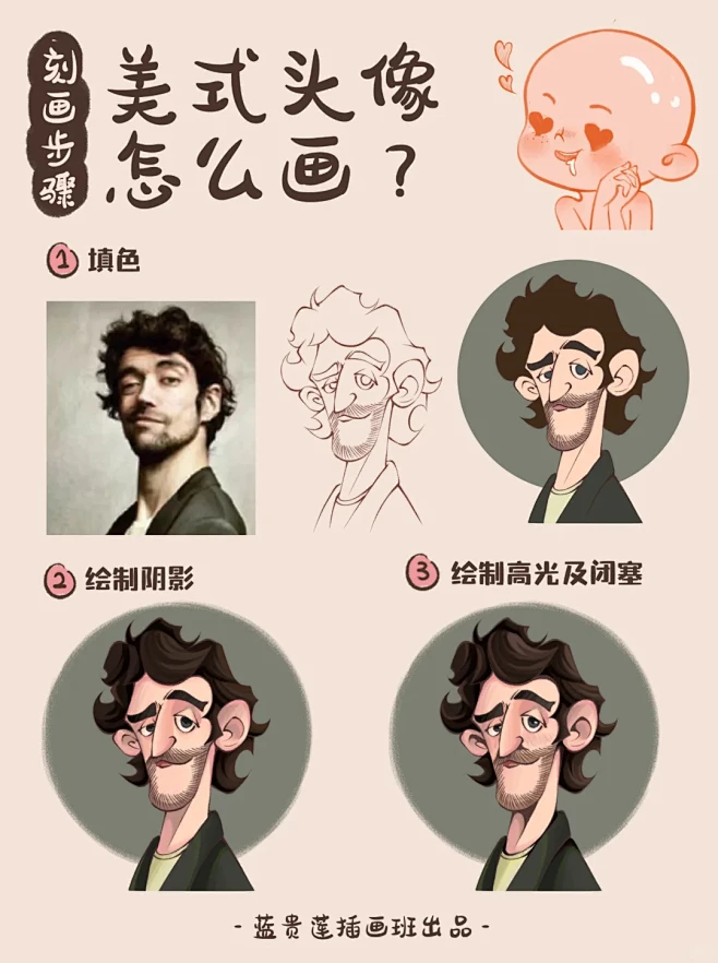 插画教程｜美式头像照片转插画 - 小红书