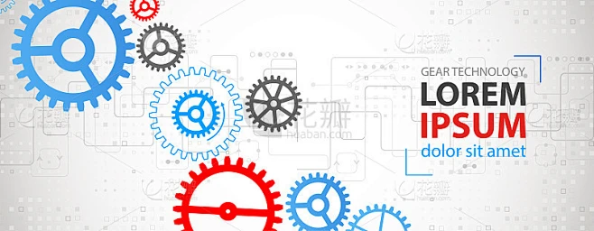 Abstract technological background with various cog素材-花瓣网