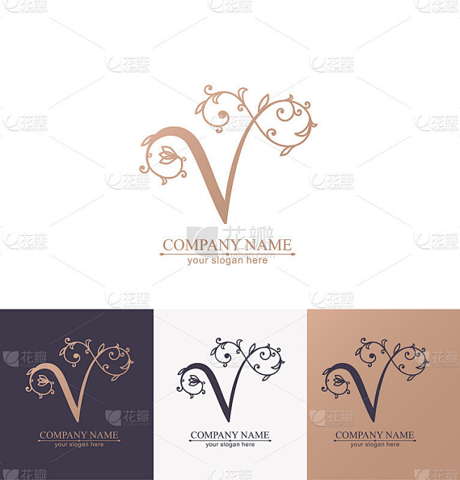 Premium Vector V标志。Monnogram,刻字。精英公司的个人标志或标志。