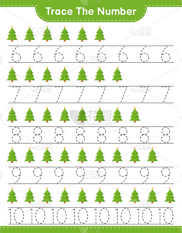 Trace the number. Tracing number with Christmas Tr